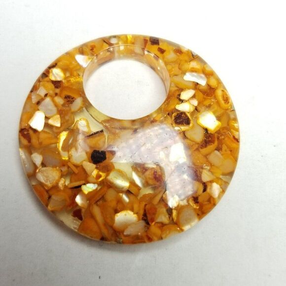 Vintage | Jewelry | Vintage Orange Resinand Abalone Shells Round ...